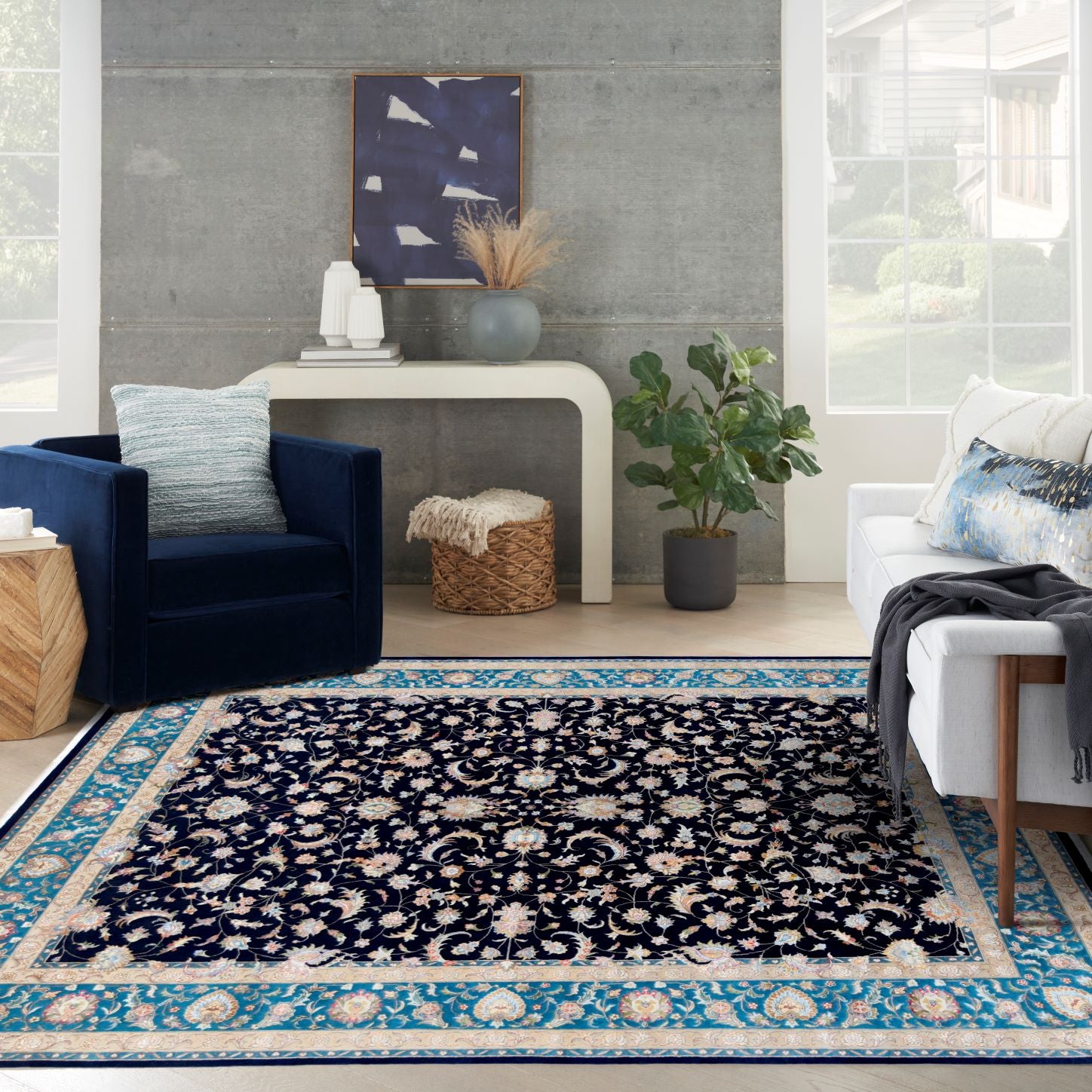 Tabriz Navy Floral Rug – Tapis Rugs & Carpet